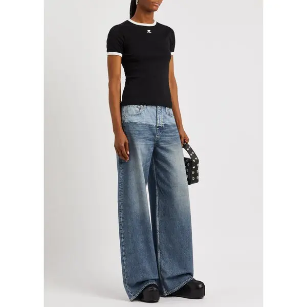 Rag & Bone High-waisted Two-tone Wide-leg Jeans