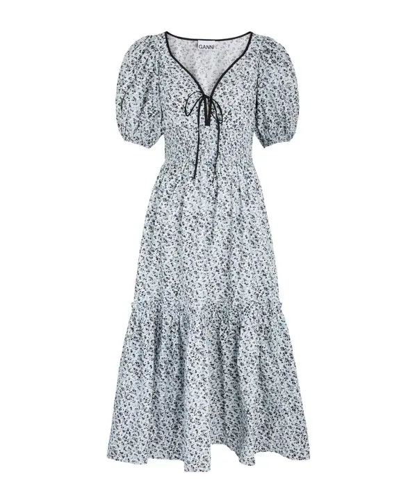 GANNI Printed Long Smock Dress