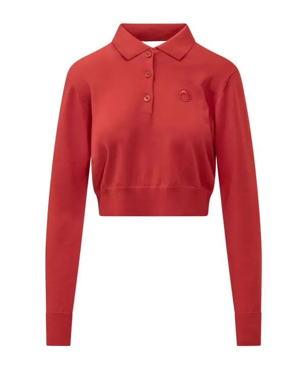 MARINE SERRE Long-sleeve Polo Shirt - Red
