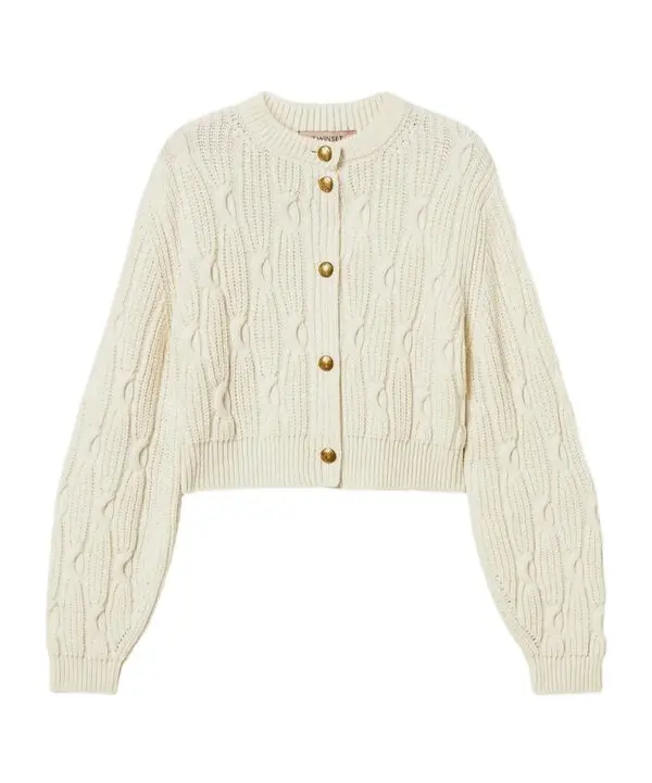 TWINSET Cropped Wool-blend Cardigan - White