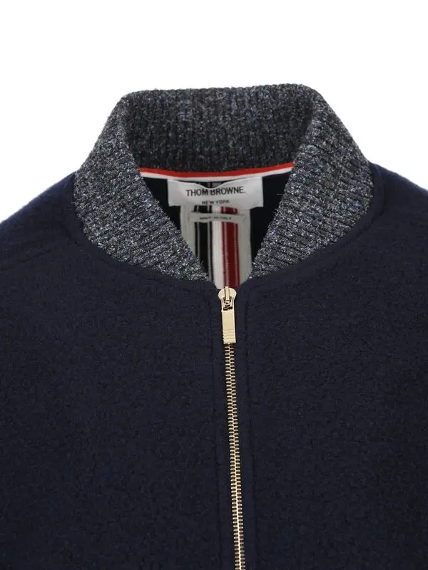 Thom Browne Logo Patch Zip-up Bomber Jacket