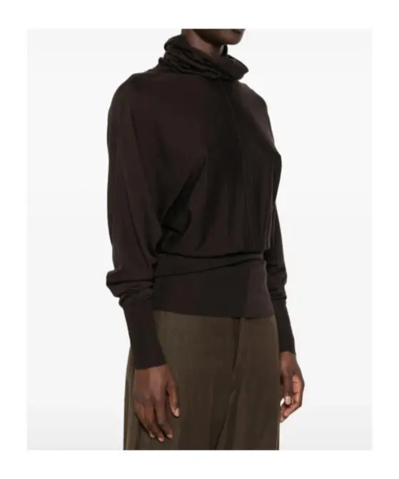 Soeur Draped-neck Long-sleeve Knit Top
