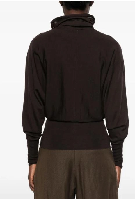 Soeur Draped-neck Long-sleeve Knit Top