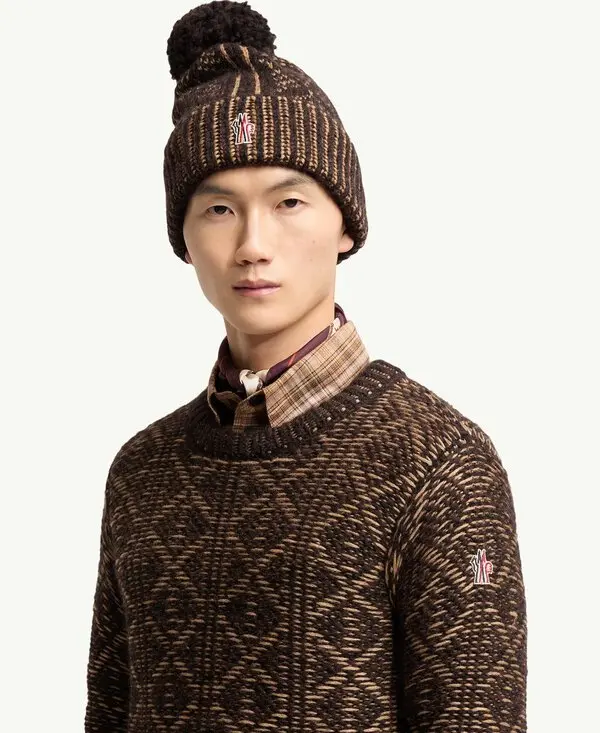 Moncler Pom Pom Ribbed Knit Beanie