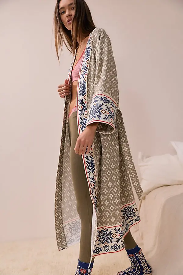 Free People Late Checkout Flannel Maxi Robe