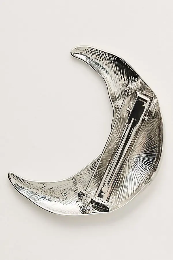 Free People Icon Metal Barrette Brooch - Silver Moon