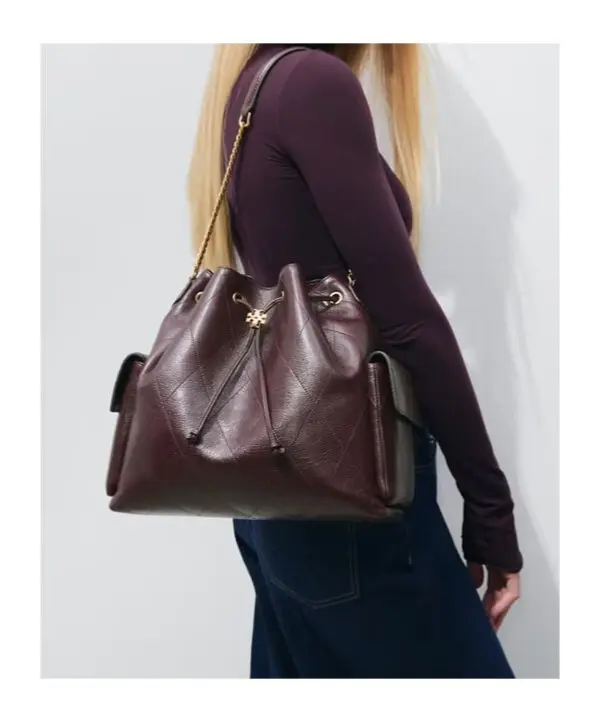 Tory Burch Large Charlie Quilted Drawstring Shoulder Bag