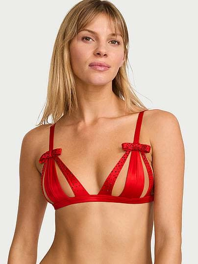Victoria's Secret Very Sexy Shine Bow Peekaboo Triangle Bralette - Red