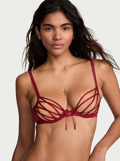 Victoria's Secret Very Sexy Lace-up Peekaboo Demi Bra - Red