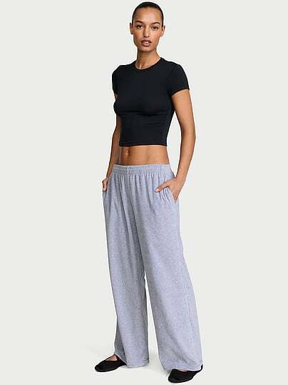 Victoria's Secret Angel Essentials Plush Velour Wide-leg Pants - Grey