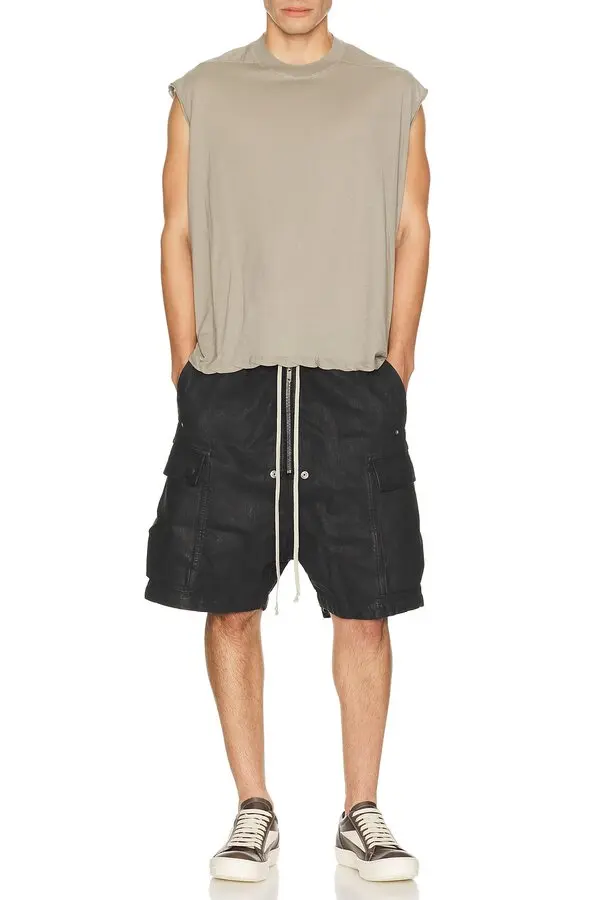 Rick Owens Cropped Tarp Tank In Grey