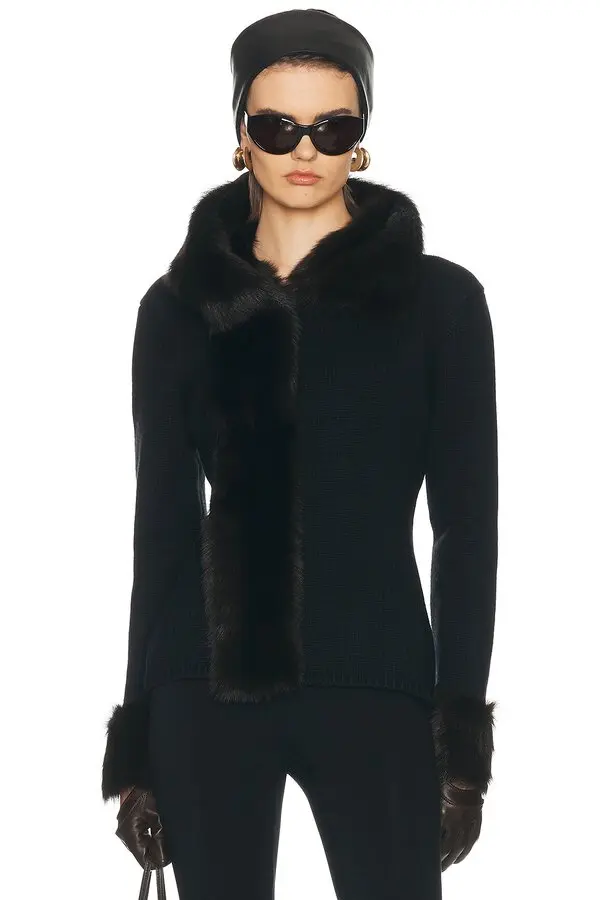 Magda Butrym Fur Trim Cardigan - Black