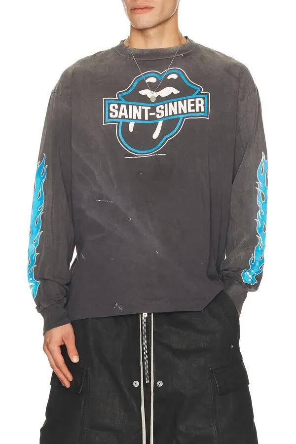 SAINT MXXXXXX X The Rolling Stones Fire Long Sleeve Tee