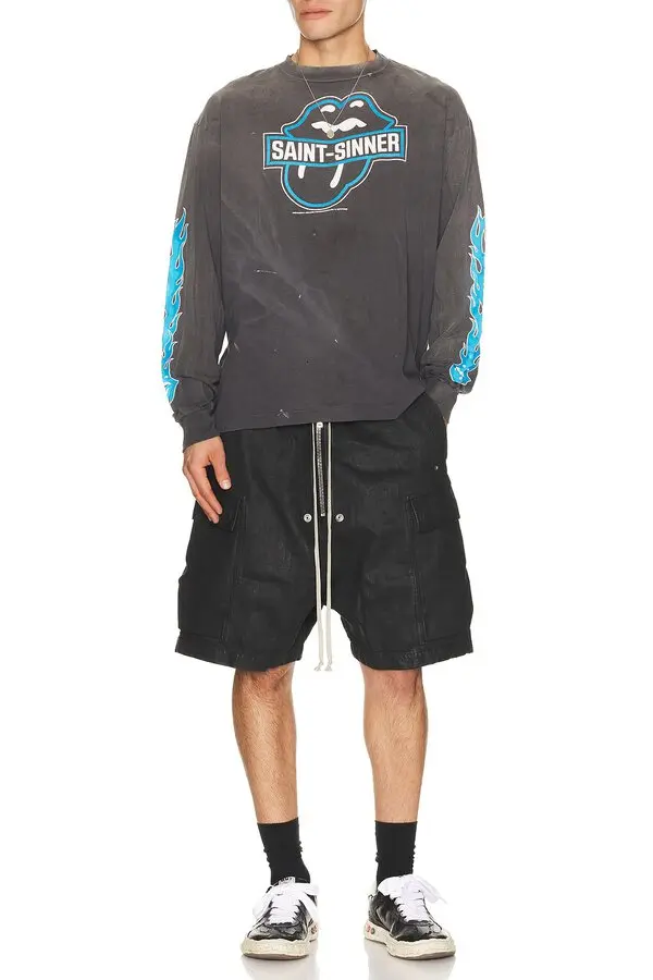 SAINT MXXXXXX X The Rolling Stones Fire Long Sleeve Tee