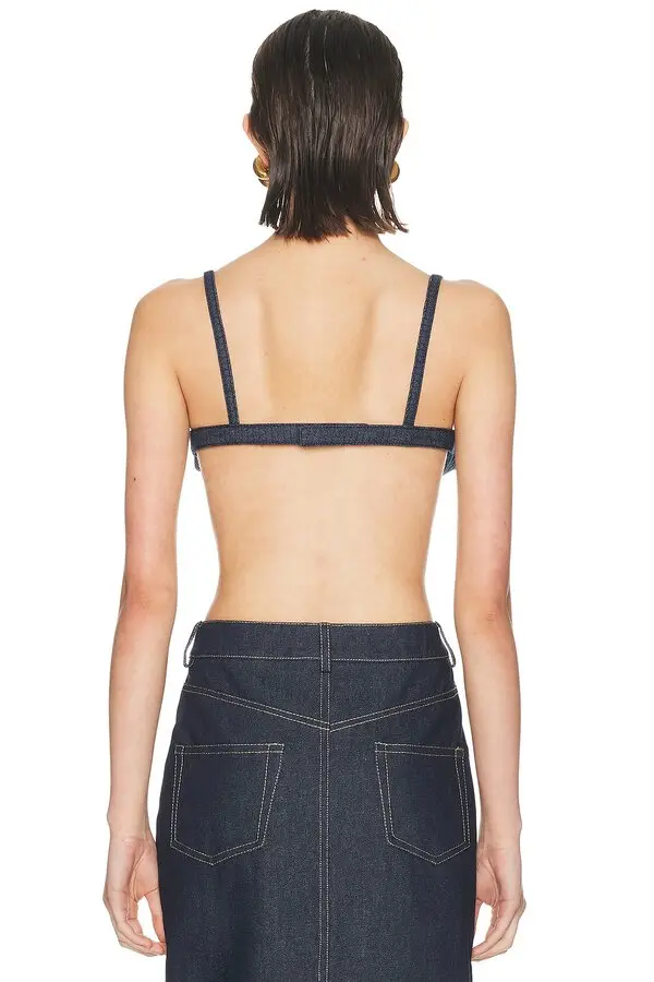 JEAN PAUL GAULTIER Flat Conic Denim Bra Top In Navy