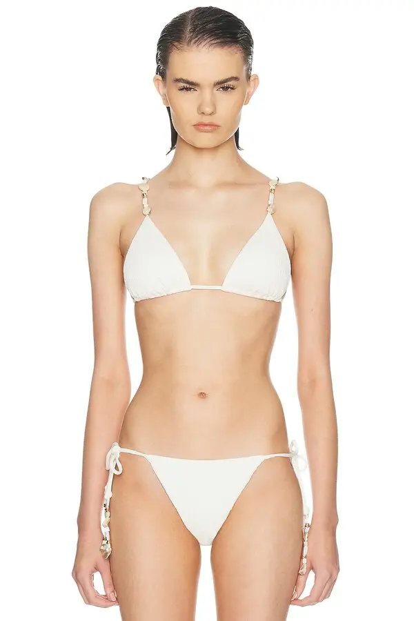 VIX PAULA HERMANNY X Rosie Huntington-whiteley Livia Tri Parallel Bikini Top - White