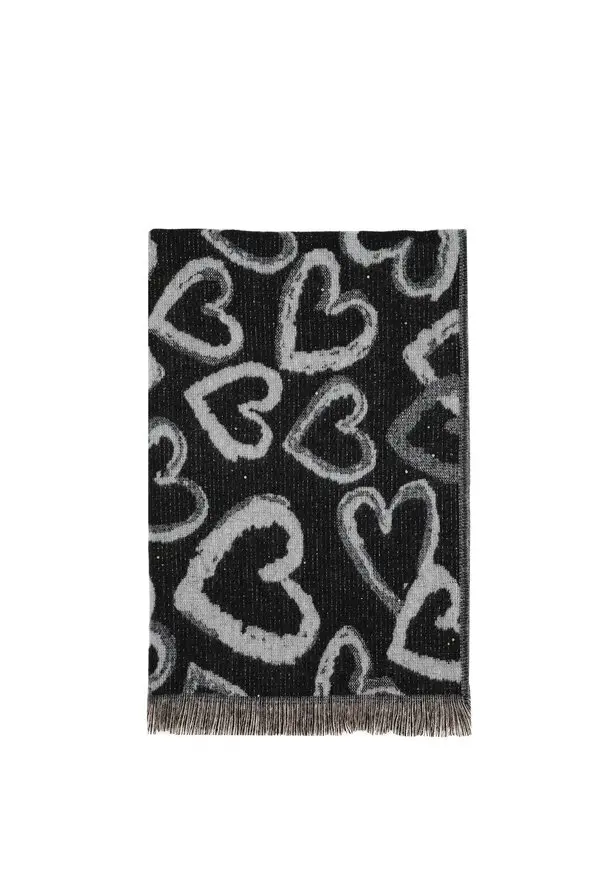 JAMES LAKELAND Heart Print Scarf - Black