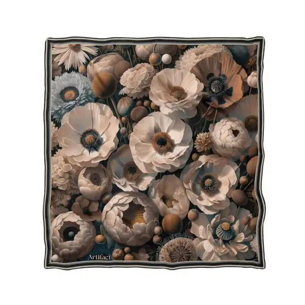 ARTIFACT. Neutrals/ Liora Study Large Luxury Square Silk Scarf