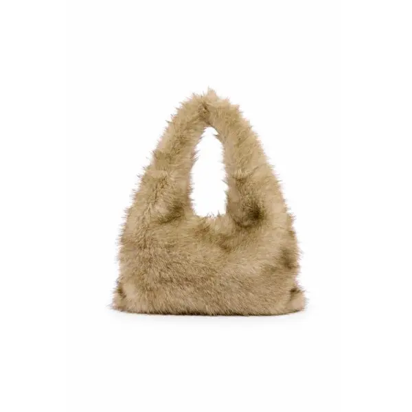 PAR Y ESCALA Camel Faux Blair Fur Shoulder Bag - Brown