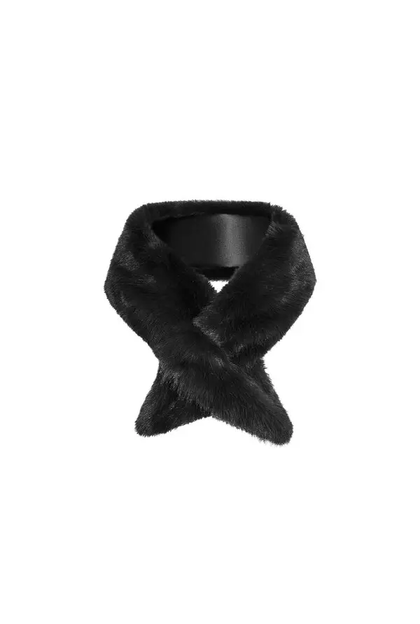 JAMES LAKELAND Faux Fur Loop-through Scarf - Black