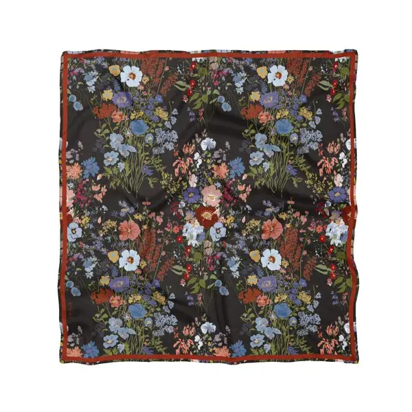 ARTIFACT. Liora Noir Large Luxury Square Silk Scarf