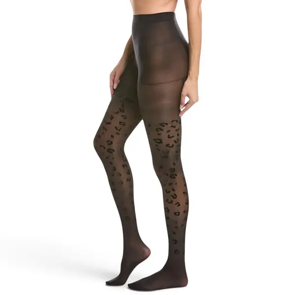 HIGH HEEL JUNGLE BY KATHRYN EISMAN Leopard Print Tights - Black