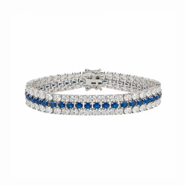 SPERO LONDON Tripple Row Sterling Silver Tennis Bracelet - Blue