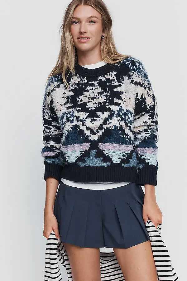 PILCRO Geo Cotton Wool Blend Sweater