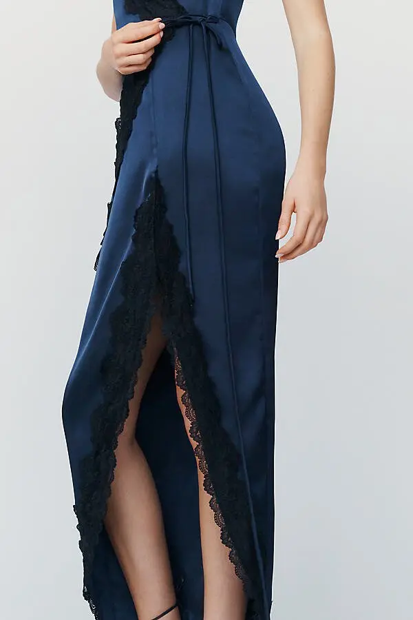 Avec Les Filles Sat Lace Wrap Dress