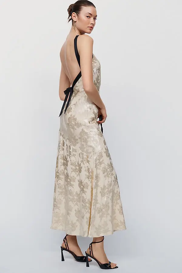 Avec Les Filles Halter Bow Maxi Dress