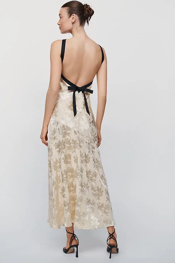 Avec Les Filles Halter Bow Maxi Dress