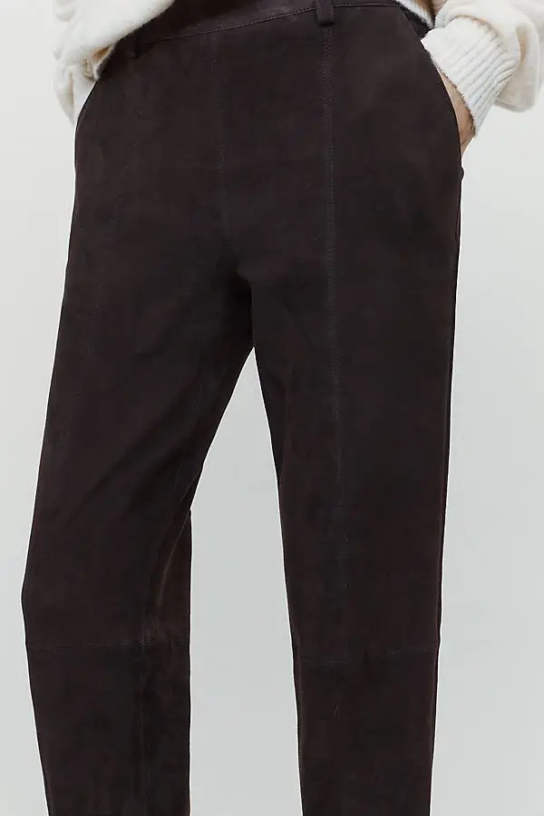 Maeve Suede Stirrup High Rise Slim Trousers Pants