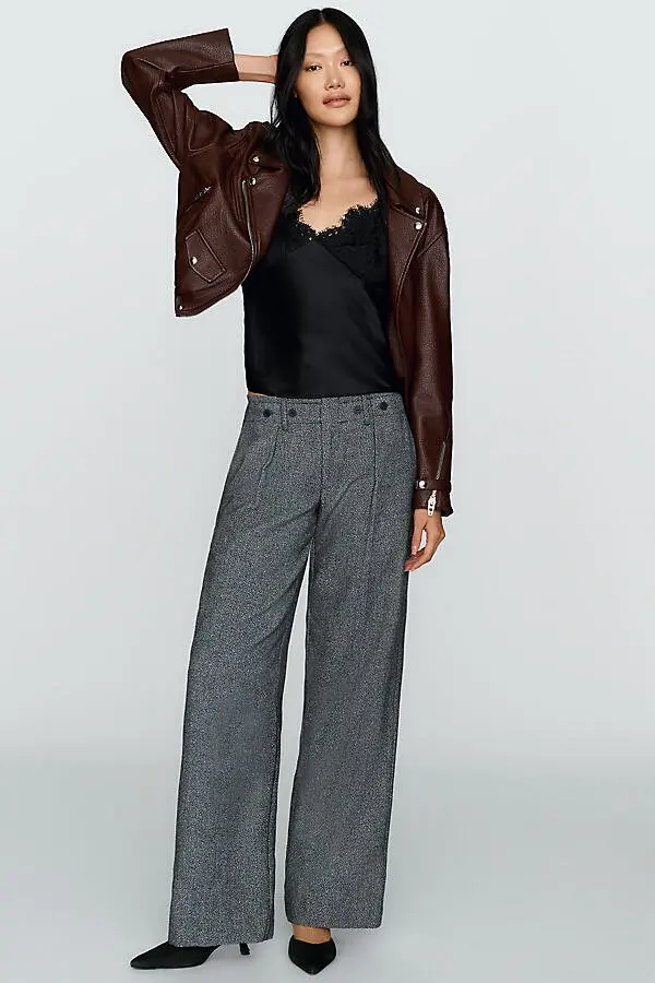 Maeve Wool Blend Low Rise Trousers Pants