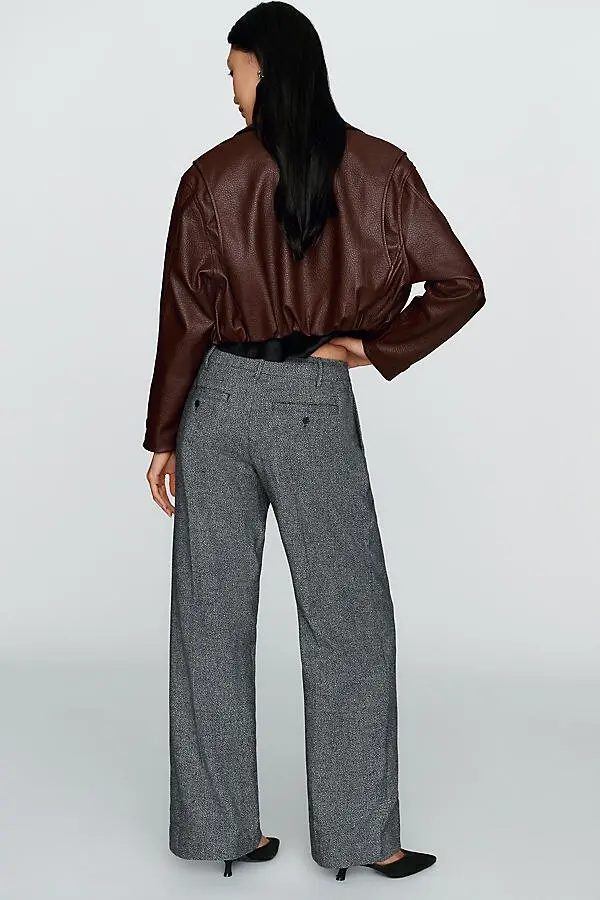 Maeve Wool Blend Low Rise Trousers Pants