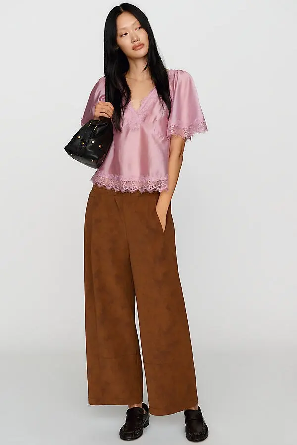 PILCRO Izzie Faux Suede Pull On Barrel Pants