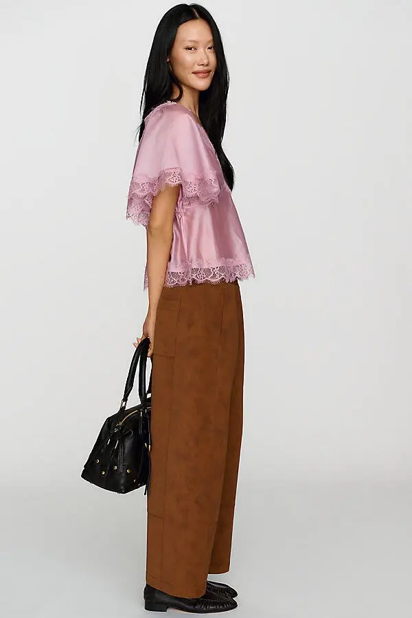 PILCRO Izzie Faux Suede Pull On Barrel Pants