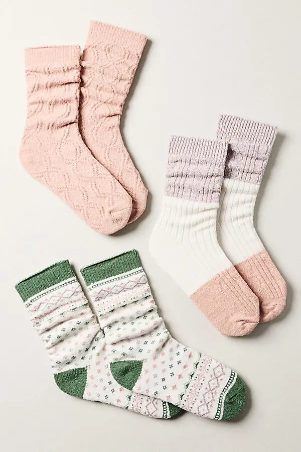 MUK LUKS Microfiber Crew Socks, Set Of 3 - Neutral