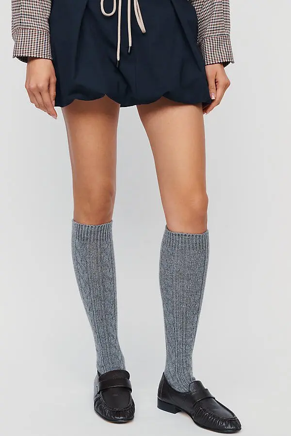 DAMSON MADDER Cotton Wool Cable Knit Cozy Socks
