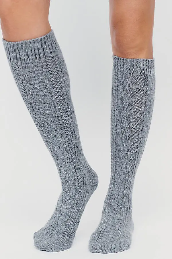 DAMSON MADDER Cotton Wool Cable Knit Cozy Socks