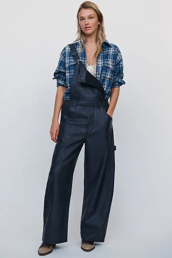 PILCRO Kayden Faux Leather Overalls