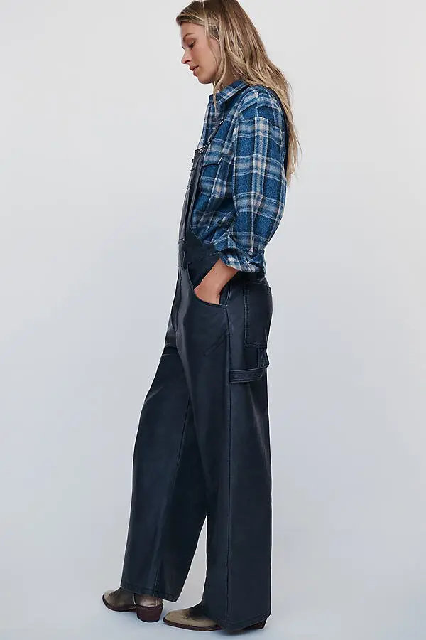 PILCRO Kayden Faux Leather Overalls