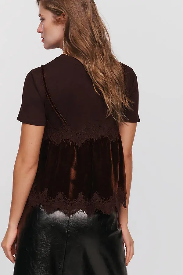 Maeve Velvet Knit Twofer Top