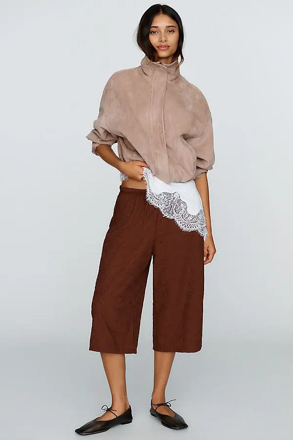 DIPPIN DAISY'S Dipp Daiseys Rustie Wide Leg Pull On Gaucho Pants - Cognac