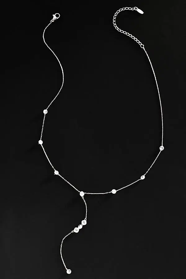 Anthropologie Demi-fe Crystal Lariat Necklace - Silver