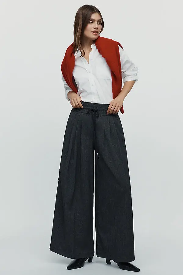 Maeve Sparkled Herrgbone Wide Leg Cargo Trousers Pants