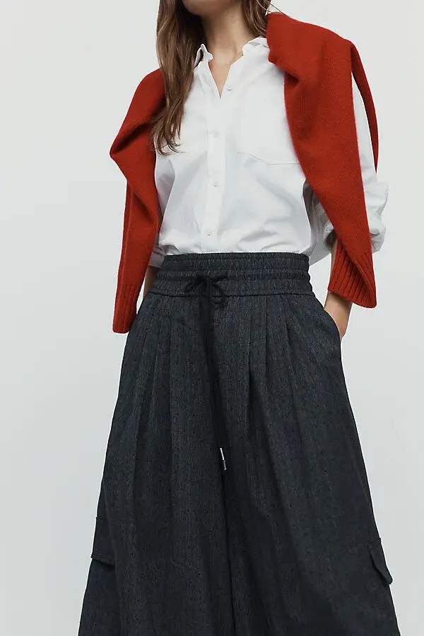 Maeve Sparkled Herrgbone Wide Leg Cargo Trousers Pants
