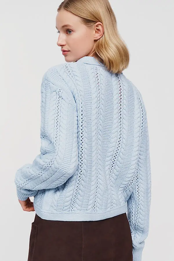 English Factory Cable Knit Tie Front Cardigan