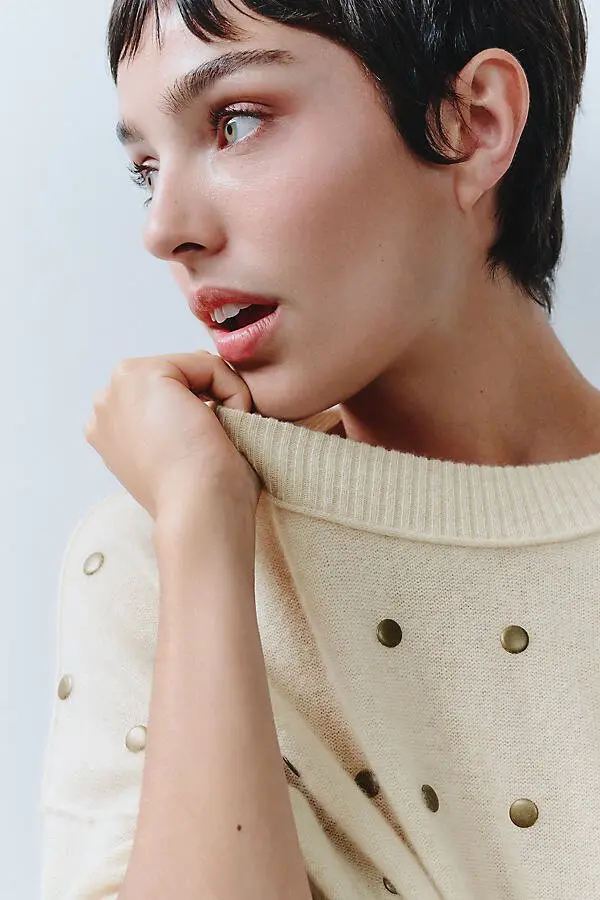 Anthropologie Goldie 100% Cashmere Short Sleeve Sweater