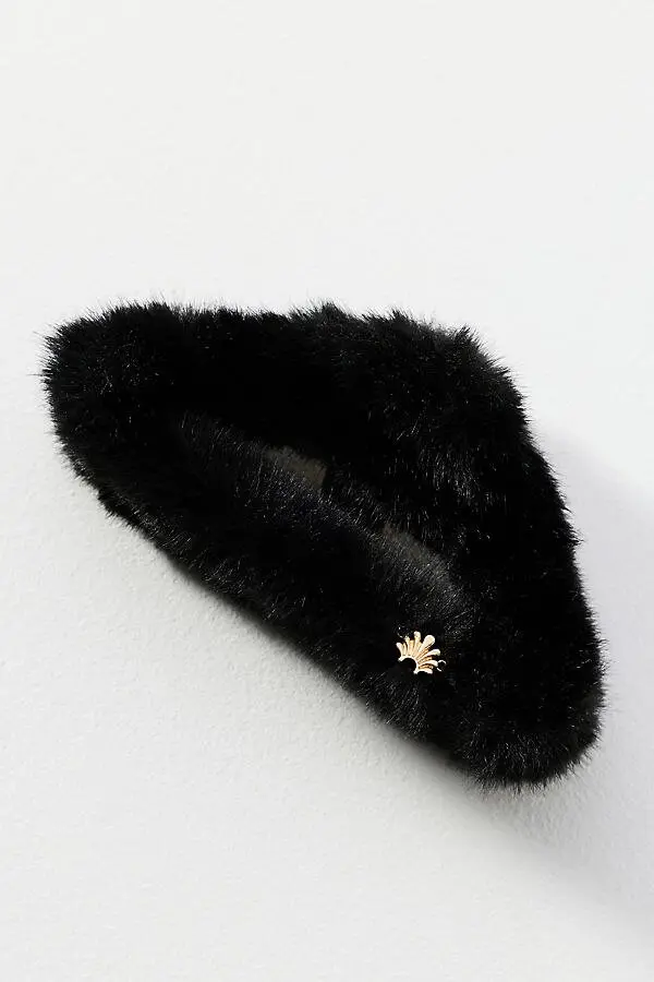 Lele Sadoughi Faux Fur Hair Claw Clip - Black