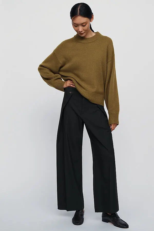 Maeve Pleated Button Trousers Pants